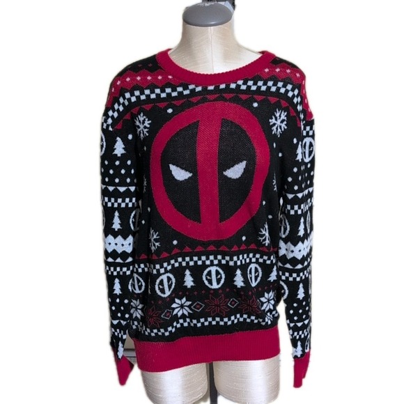 Marvel | Sweaters | Deadpool Christmas Knit Sweater Large Holiday Party ...